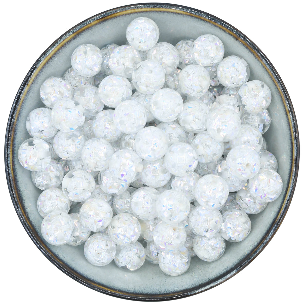 Acrylic bead 16mm 'Chips' - White – Hugs & Things - Siliconen kralen