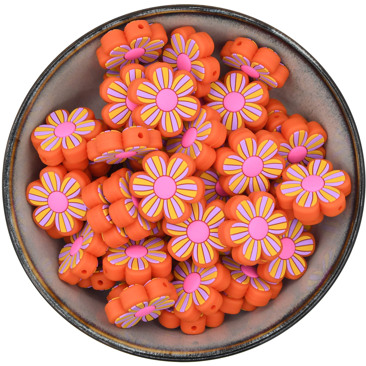 Flower - Retro/Orange – Hugs & Things - Siliconen kralen