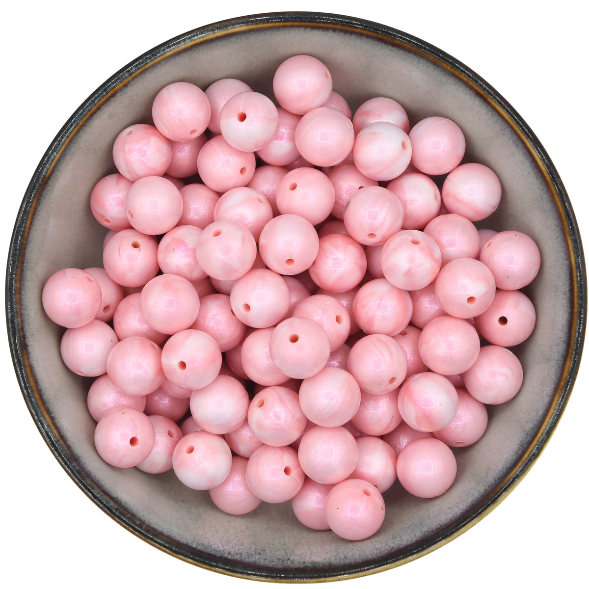 Silicone Beads - Glossy Pink Marble – Hugs & Things - Siliconen kralen