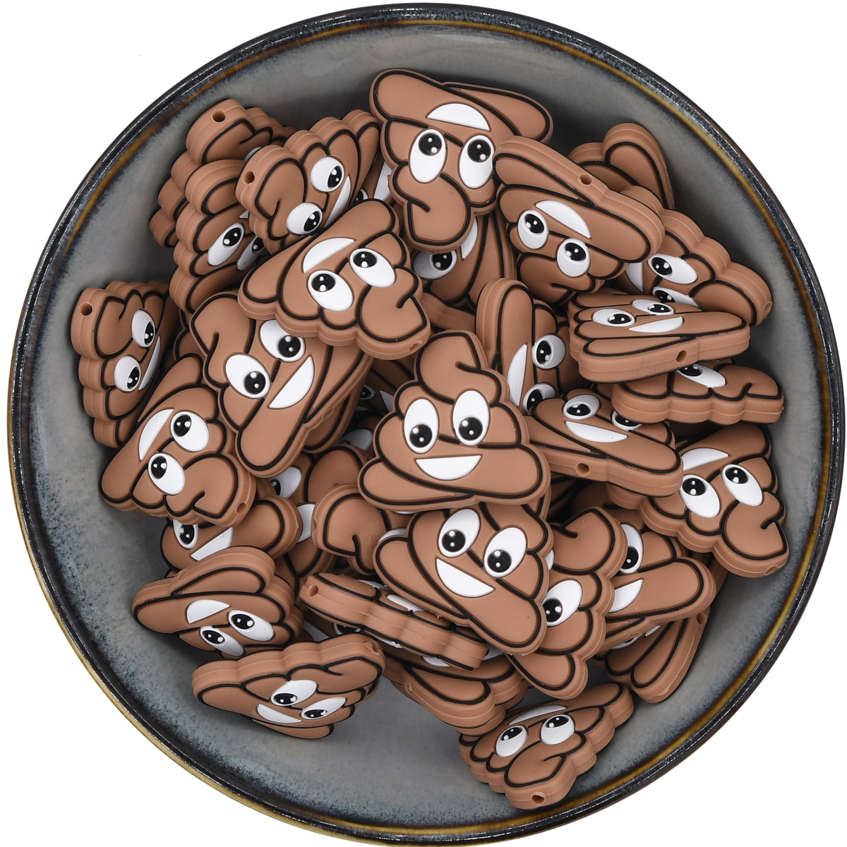 Silicone focal bead - Emoji Poop – Hugs & Things - Siliconen kralen